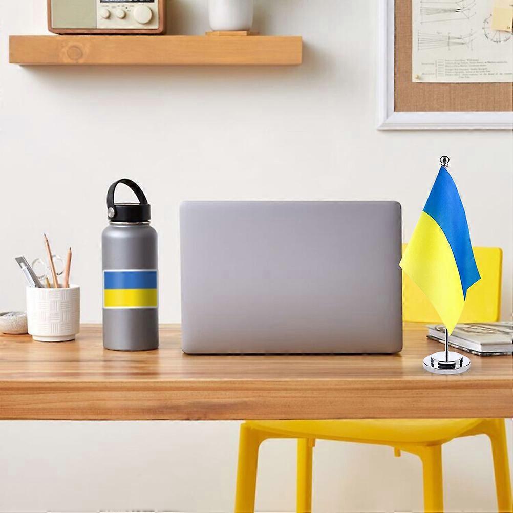 Ukraine Table Flag Ukrainian Desk Flag with Stick and Base Decoration ...