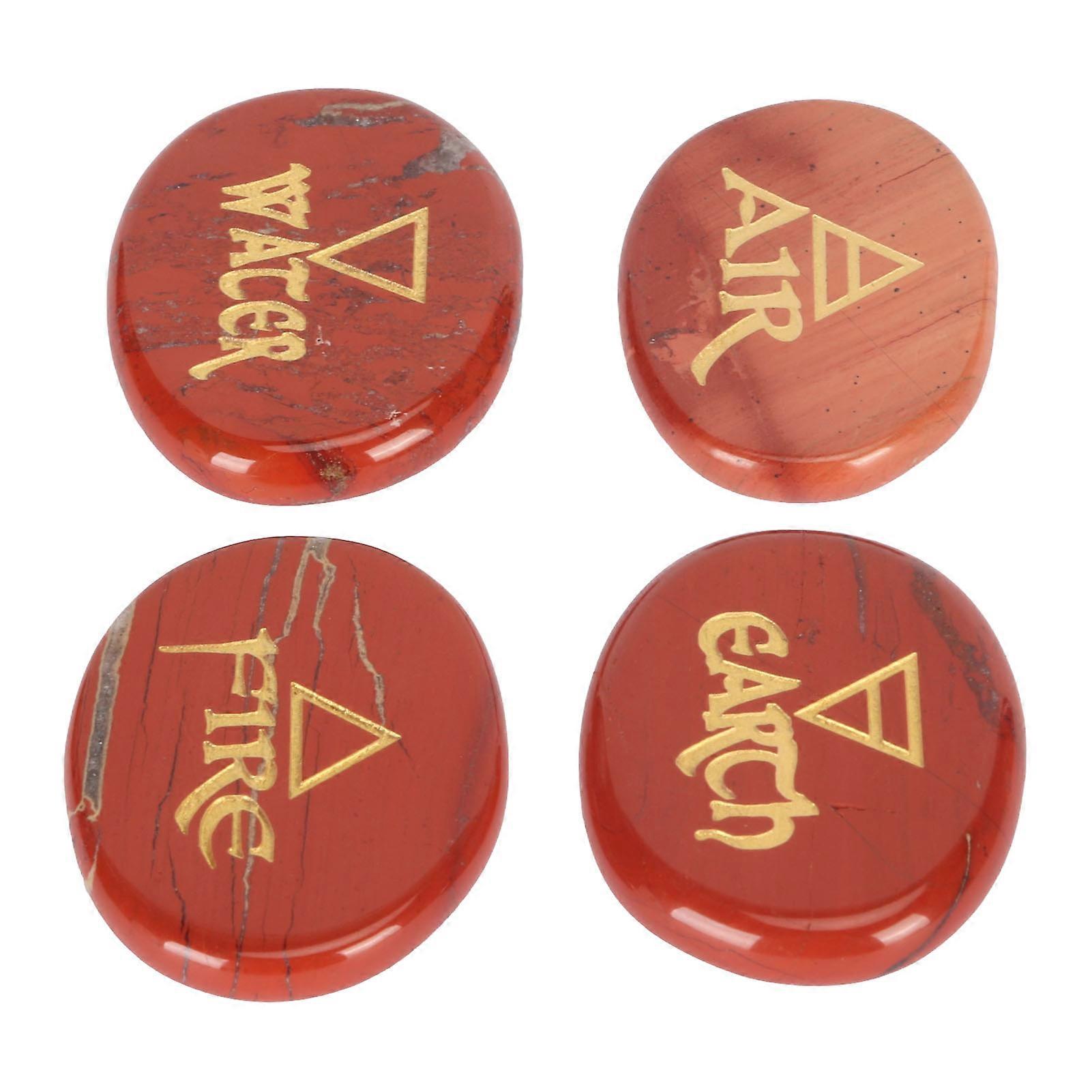 4 Elements Assorted Stones Engraved Triangular Symbols Earth Air Fire ...