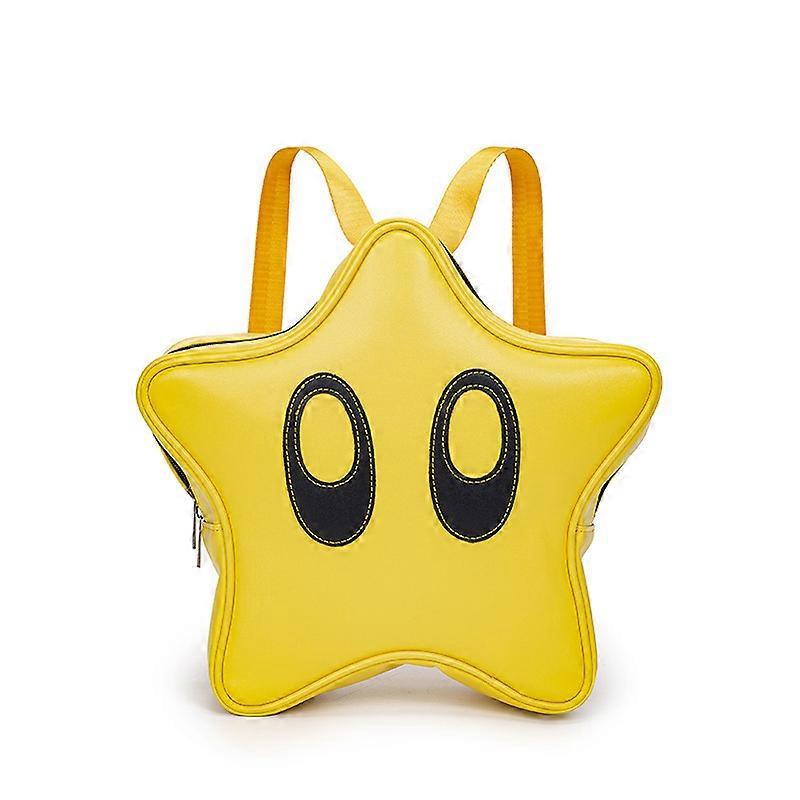 Yellow Star Backpack PU Cute School Bag Large Capacity | Fruugo UK