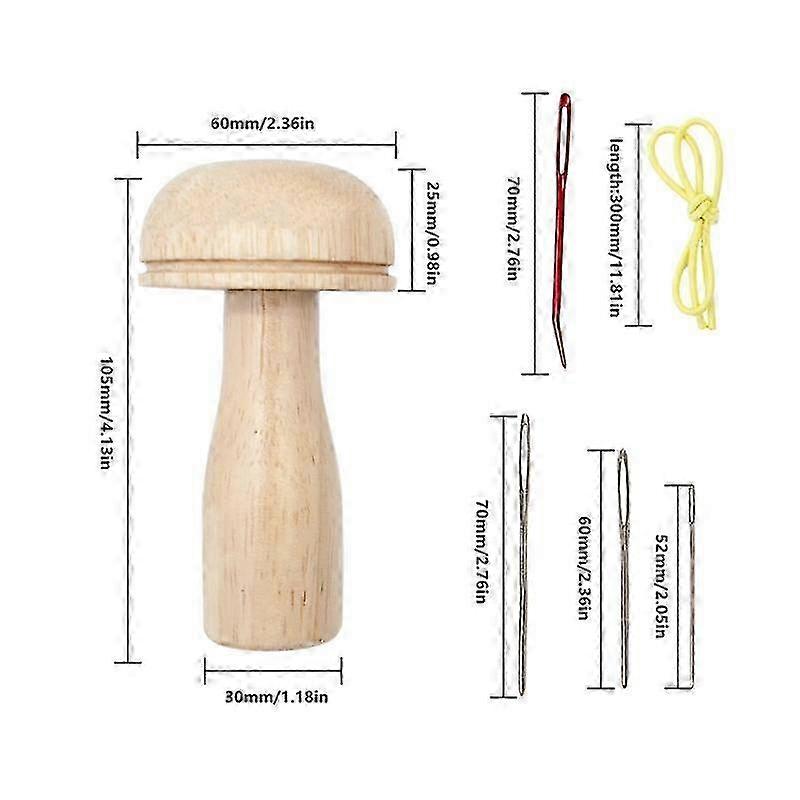 Wooden Darning Mushroom Needle Thread Kit Embroidery Accessories for ...