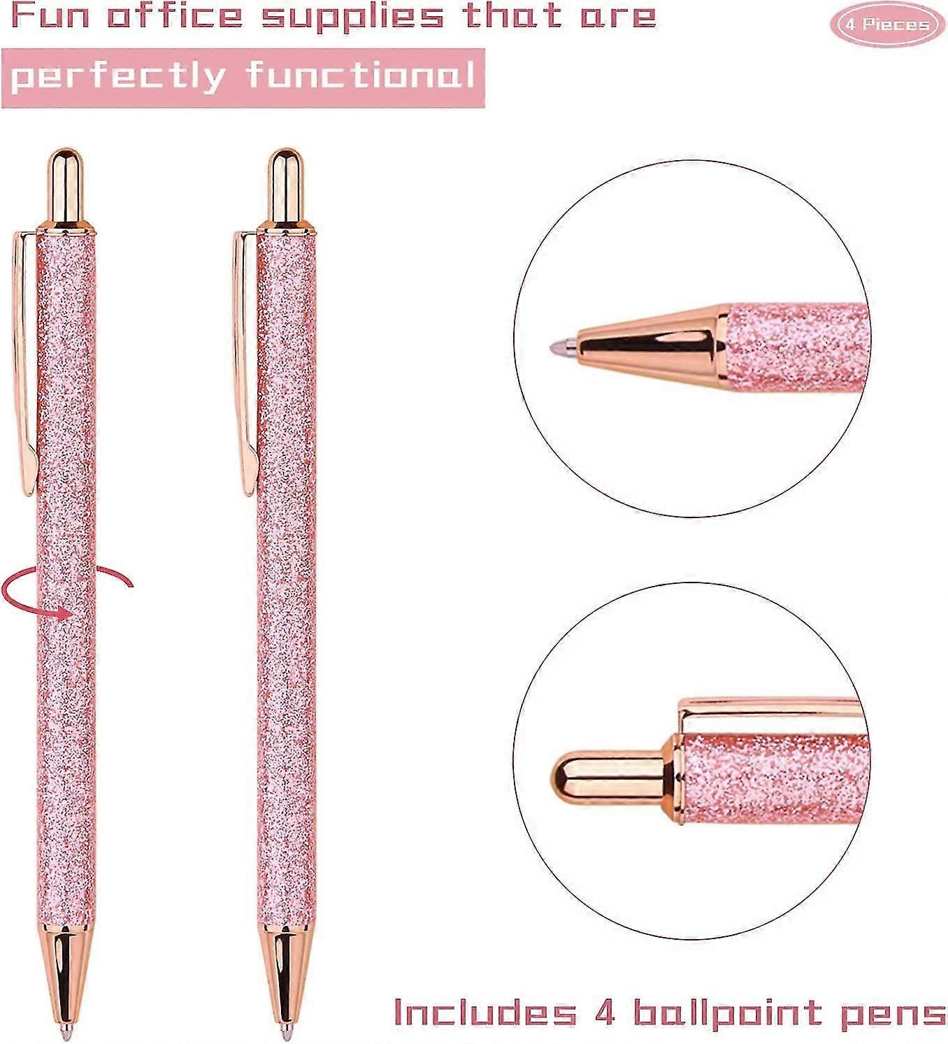 4pcs Ballpoint Pens, Comfortable Writing Pens, Metal Retractable Pretty ...