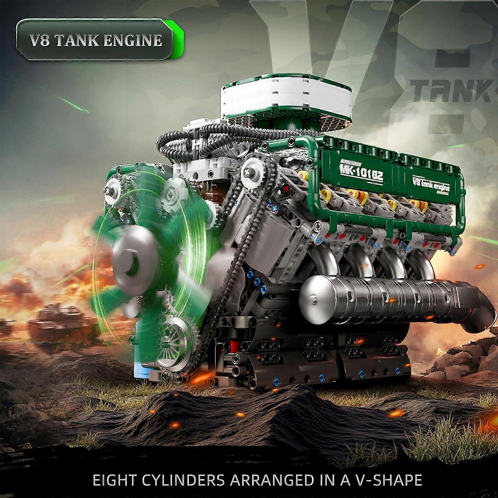 Mould King V8 Engine Model Kit, V8 Tank Engine Building Block with ...