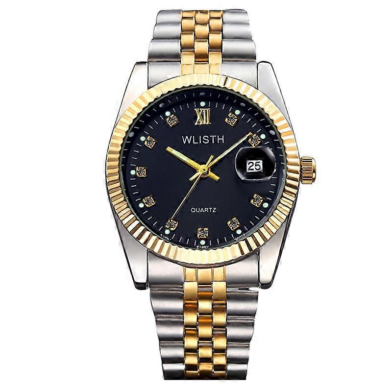 WLISTH Q354 Calendar Display Luminous Couple Quartz Watch with Steel ...