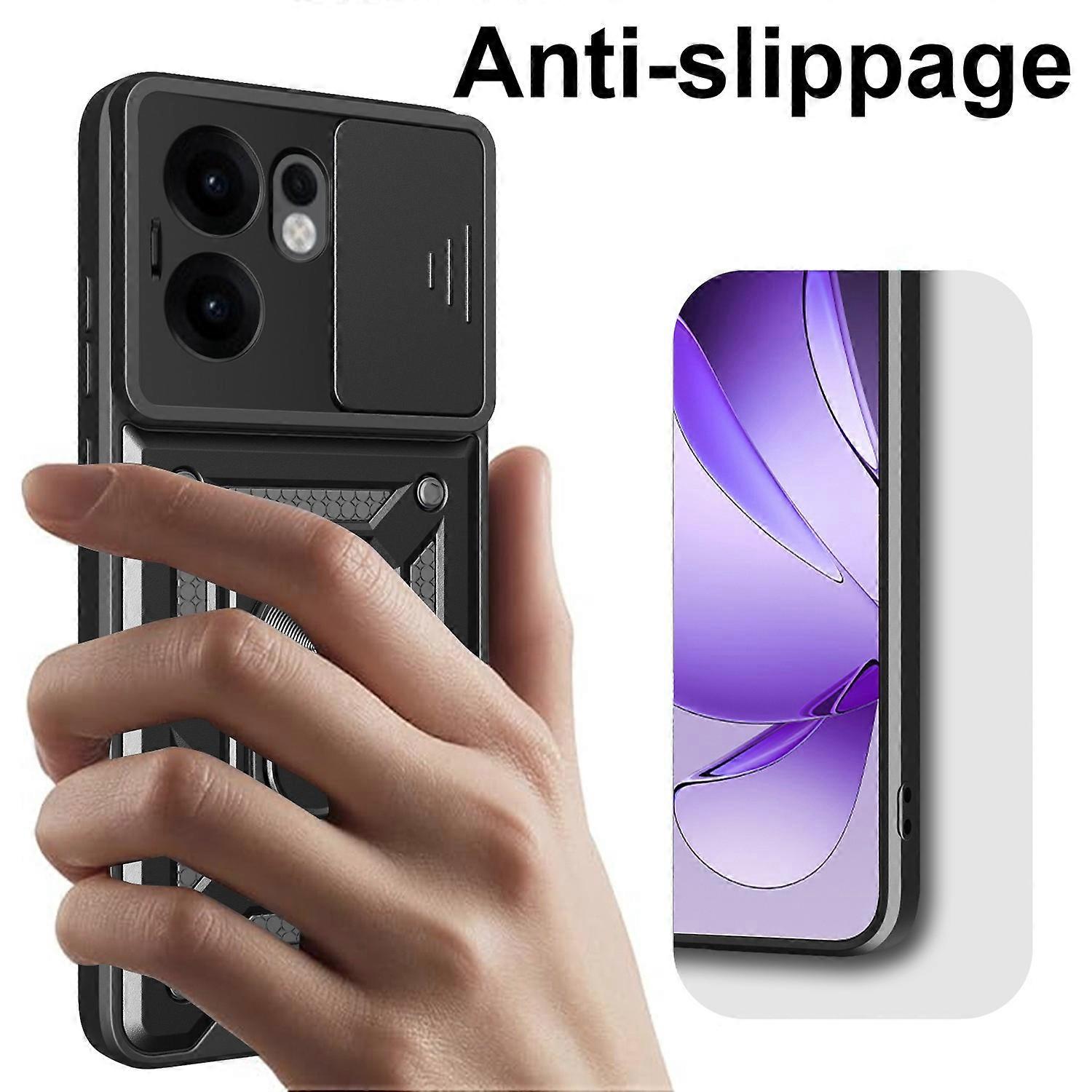 For Oppo Reno13 F 5G Case with Slide Camera Lid PC + TPU Kickstand ...