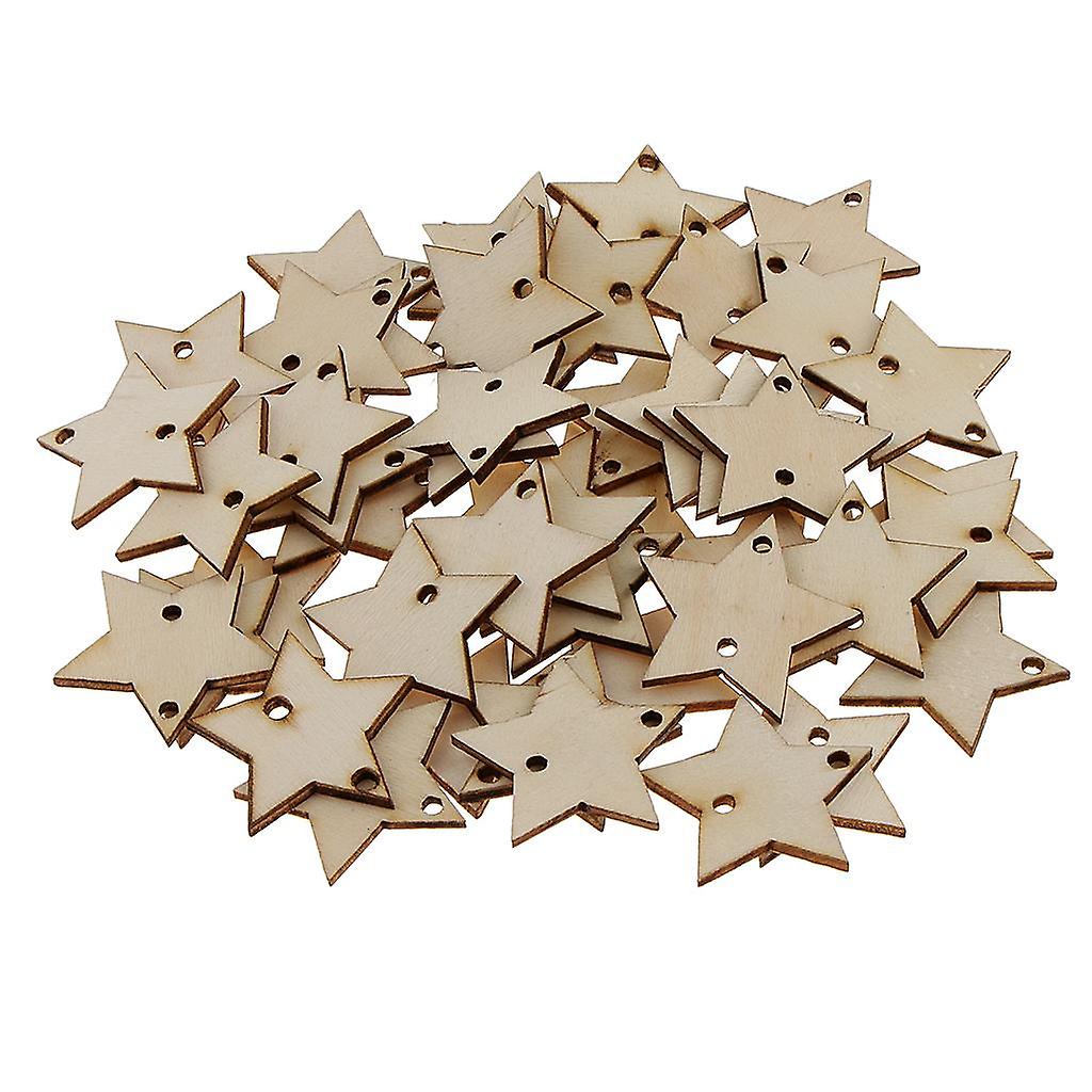 50 Pieces Unfinished Star Shapes Wooden Board Tags Mdf Cutouts Star ...