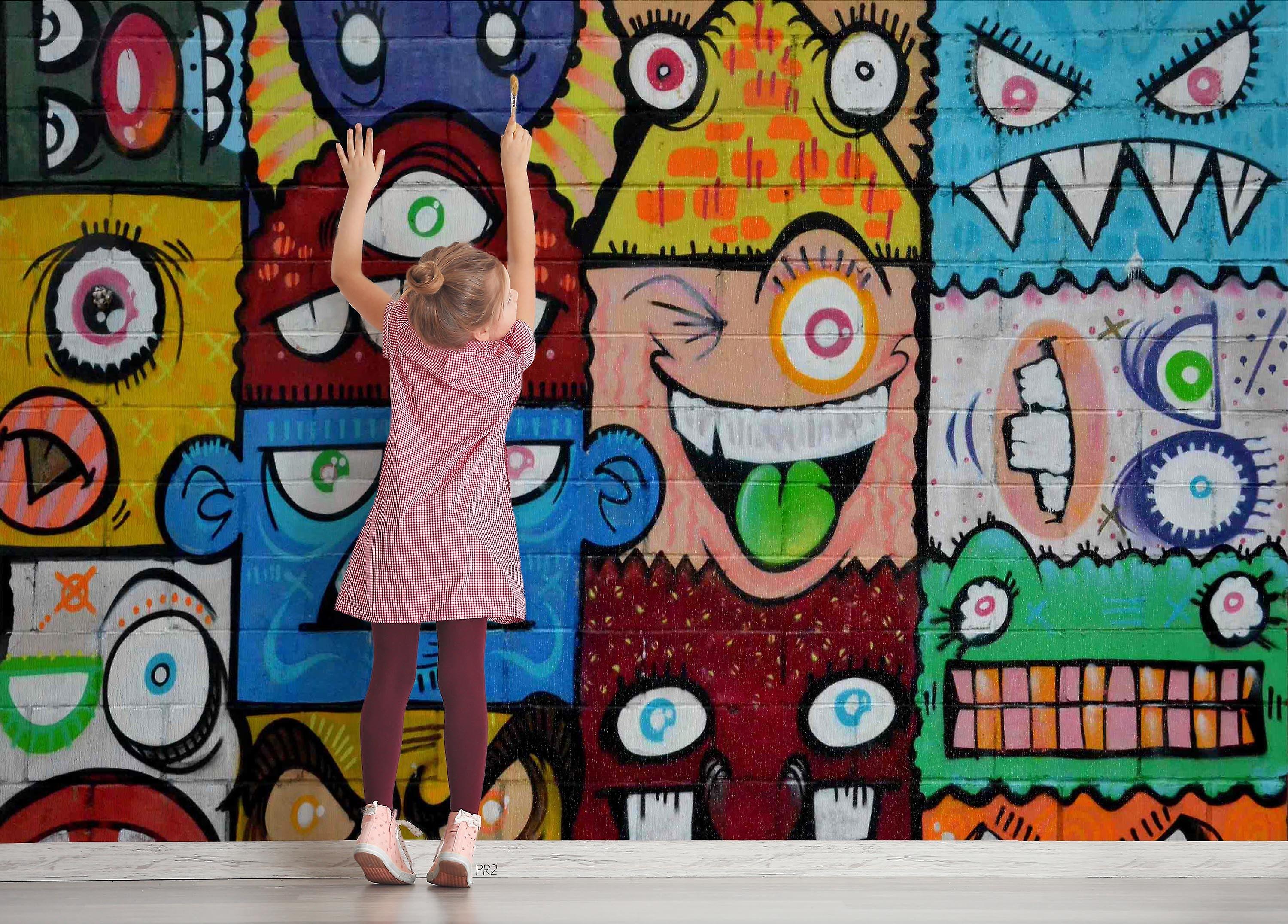 3D abstract graffiti block monster wall mural wallpaper gd 3788 | Fruugo DK