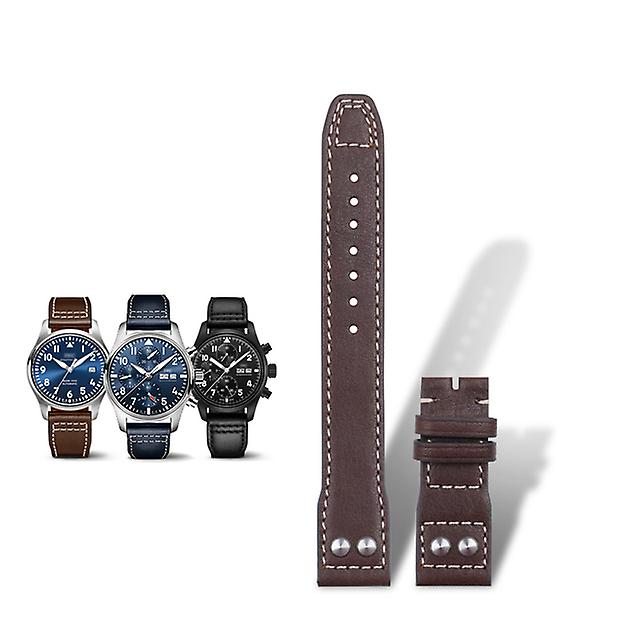 For IWC Studded Leather Watch Strap Folding Buckle in Head Cowhide 21mm ...