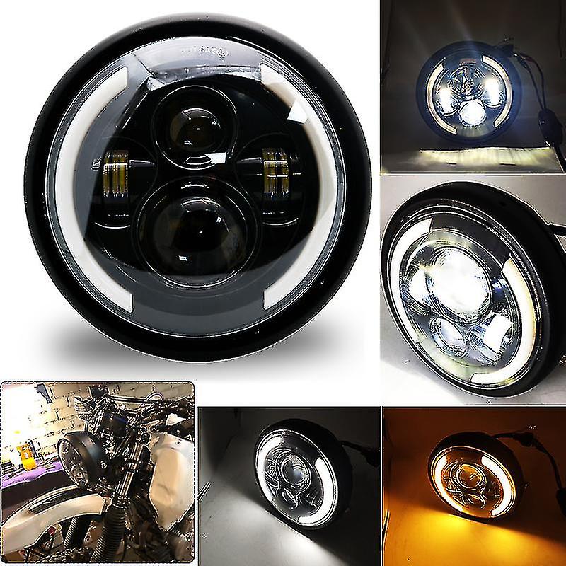 Universal 7.5 Inch Led Retro Bucket Motorcycle Modified Headlight Hi/lo ...