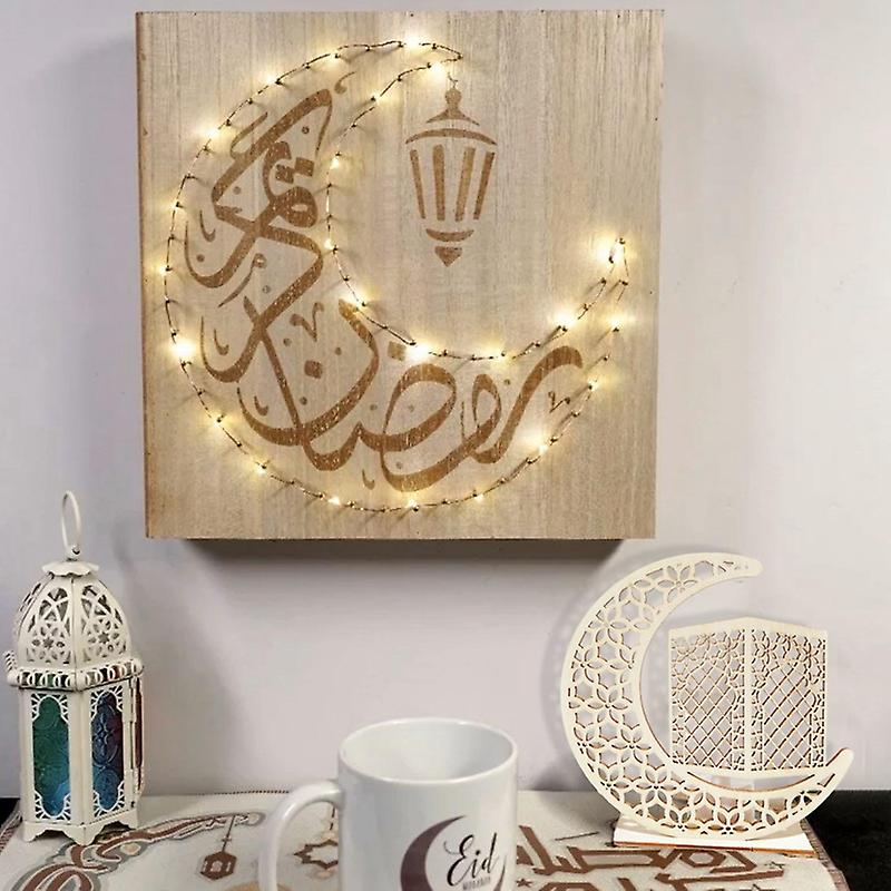 Moon Star Eid Wooden Pendant Eid Mubarak Ramadan Decoration For Home ...