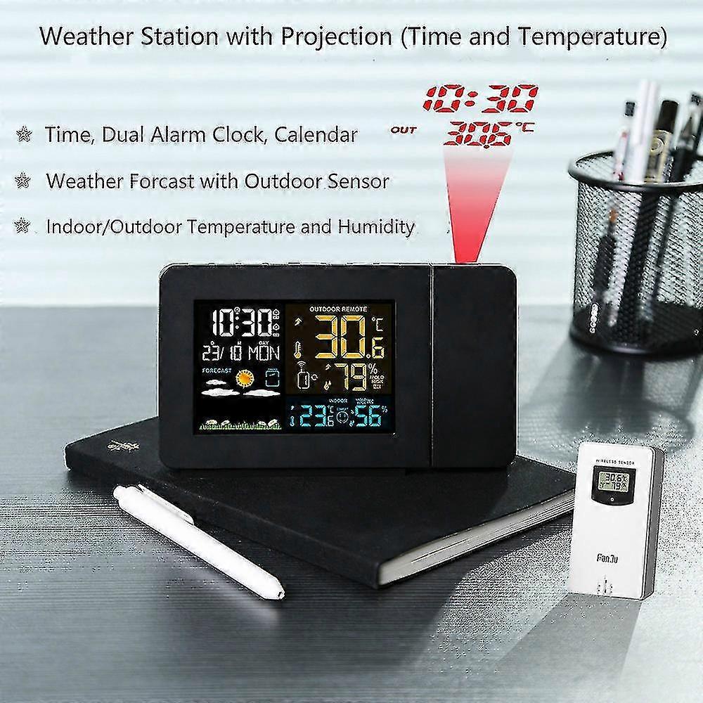 Fj3391 Multi-functional Weather Station Alarm Clock Weather Forecast Indoor Outdoor Temperature ...