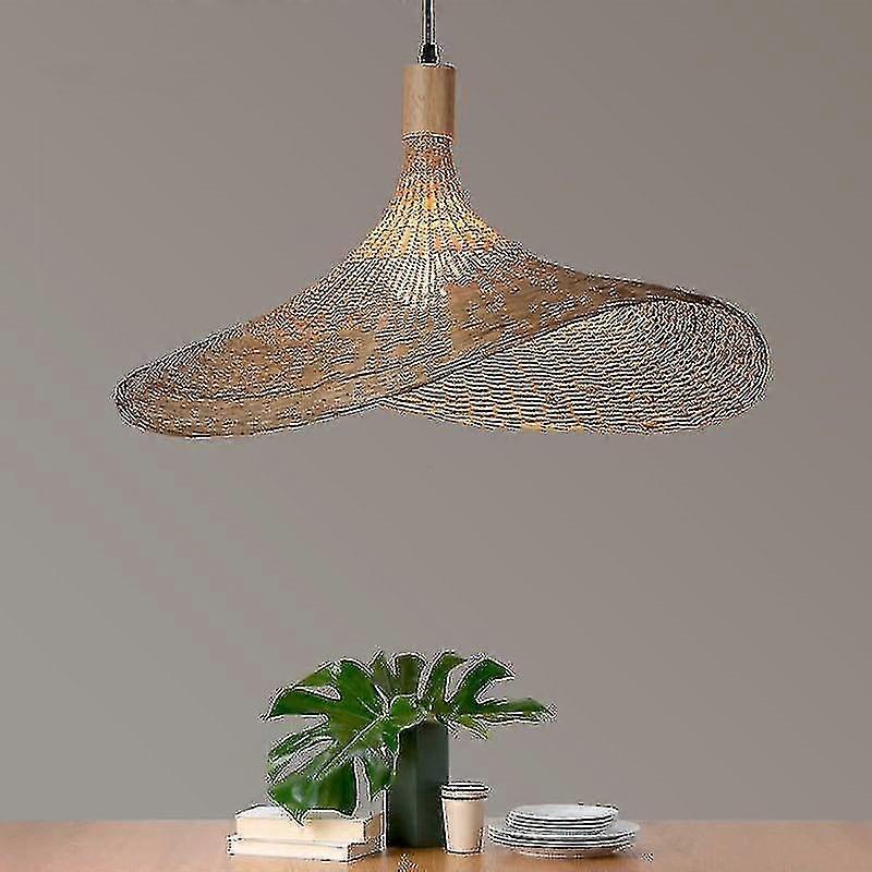 Vintage Bamboo Large Woven Chandelier Led Pendant Lamp For Dining Room ...