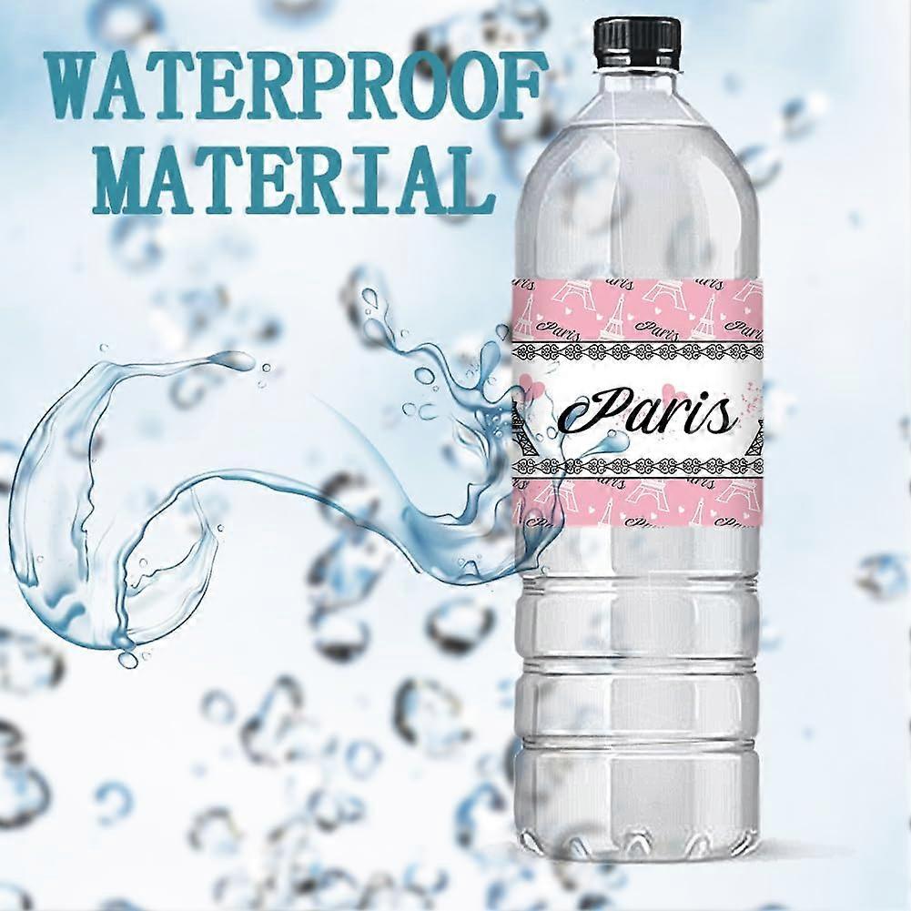 30pcs Water Bottle Labels Paris Tower Bottle Stickers Decorative Pink ...
