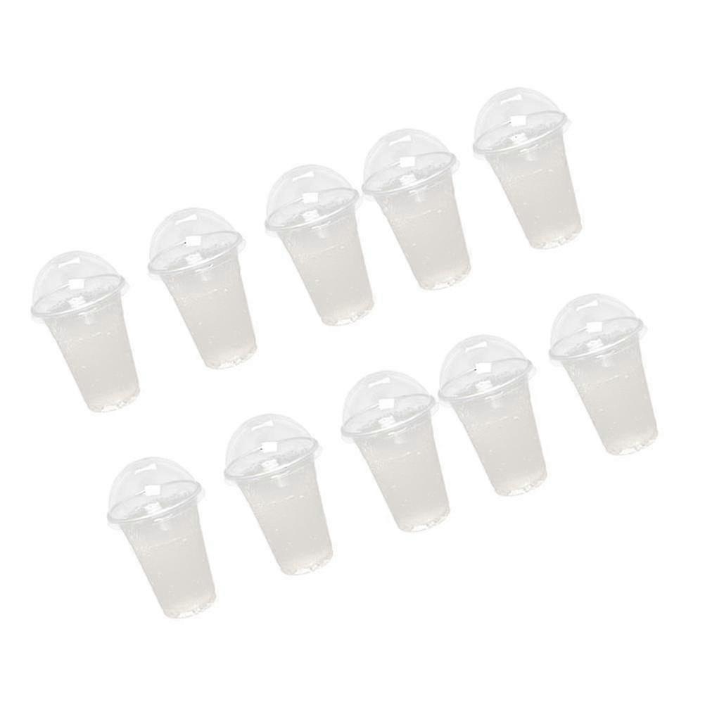 100pcs 380ml Disposable Clear Plastic Cups With A Hole Dome Lids For ...