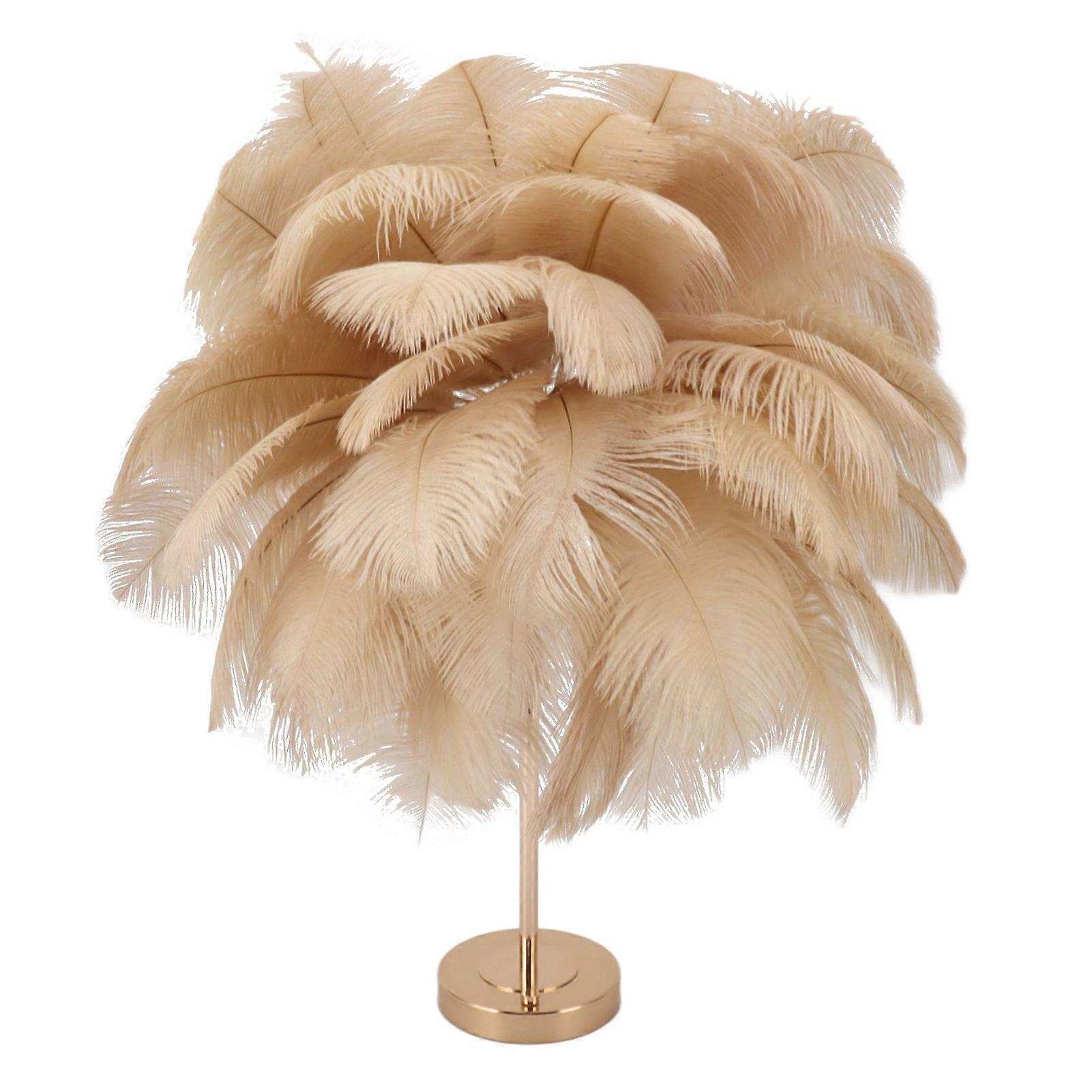 Feather Table Lamp 3 Color Dimmable Touch Switch USB Plug in Romantic ...