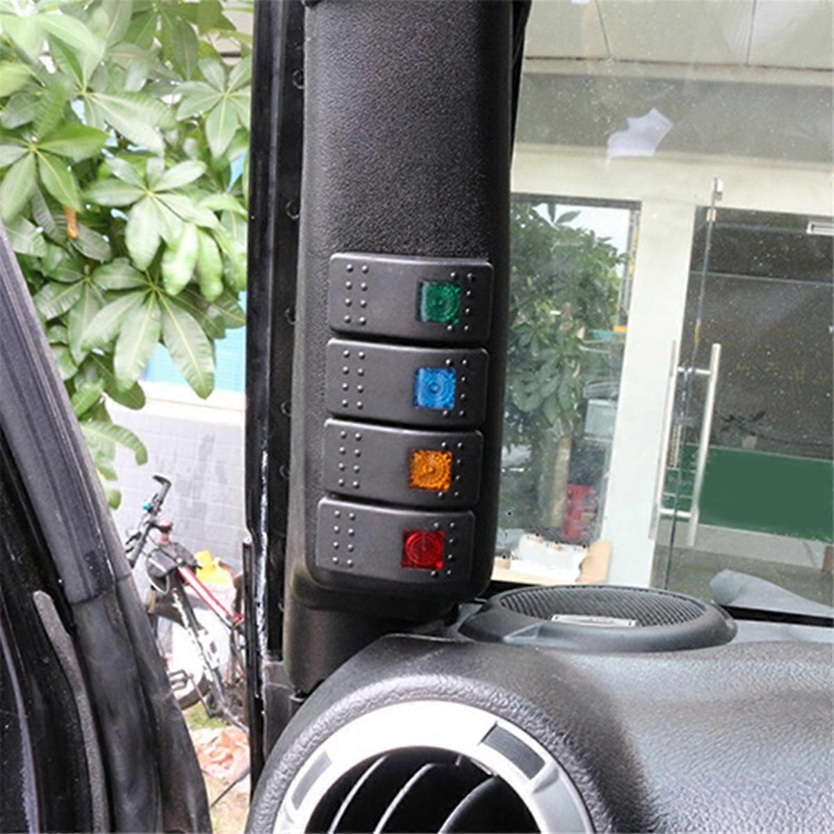 A Pillar Switch Panel Kit with 4 LED Boat Rocker Switch for Jeep ...