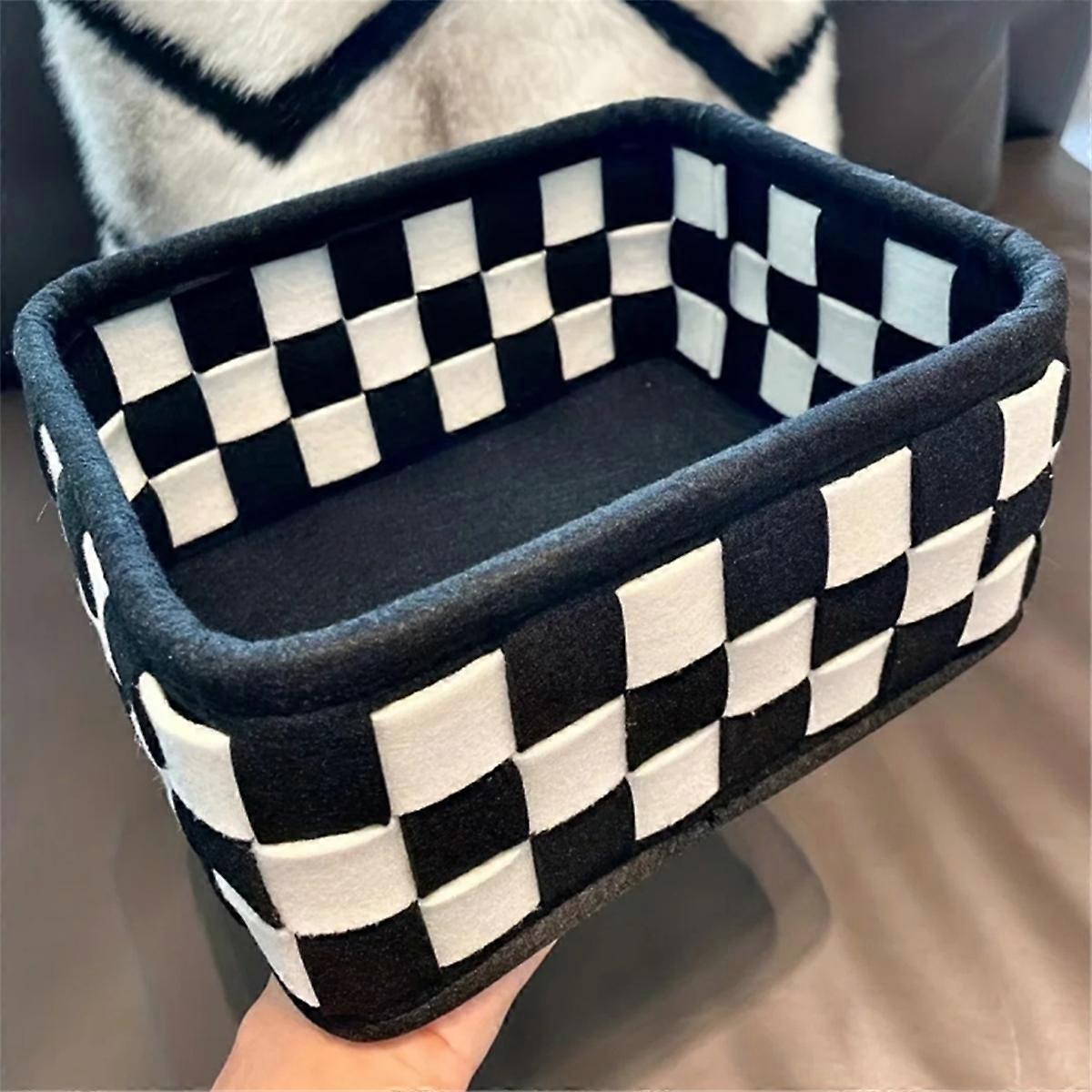 Black and White Checkered Storage Basket Desktop Cosmetics Storage ...