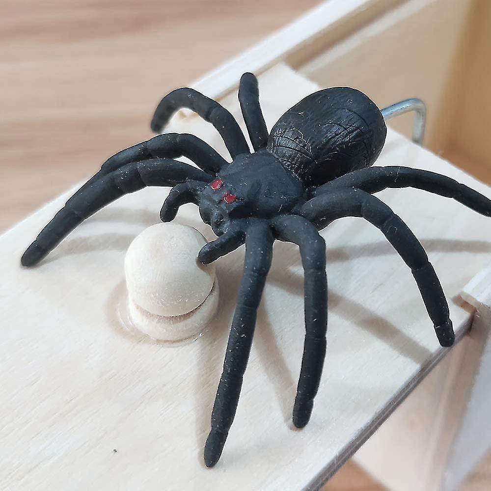 Prank Spider Surprise Box Rubber Spider Prank Box Tricky Spider Wood ...