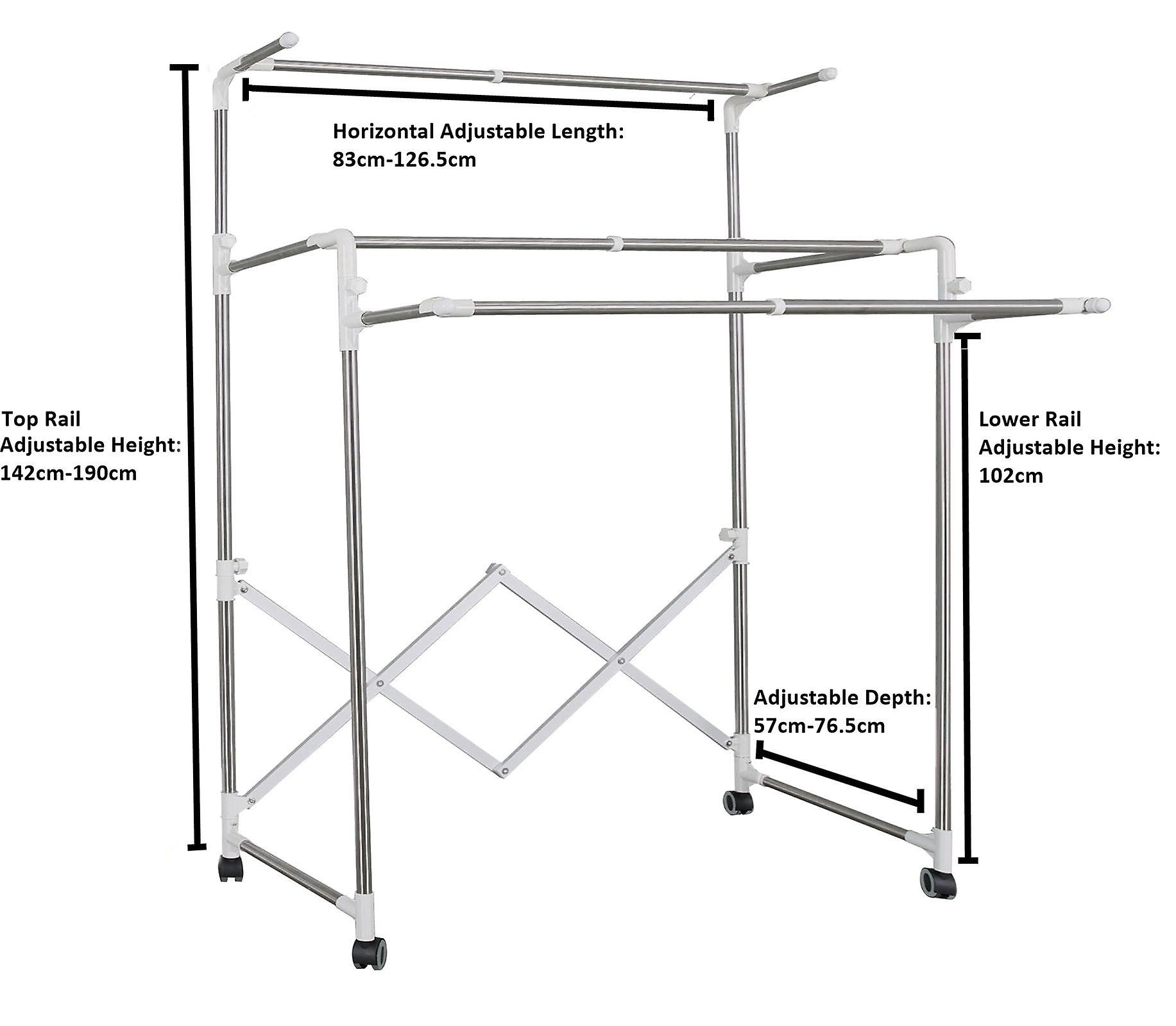 Hyfive Extendable Garment Rail Rack Collapsible Clothing Clothes Rail ...