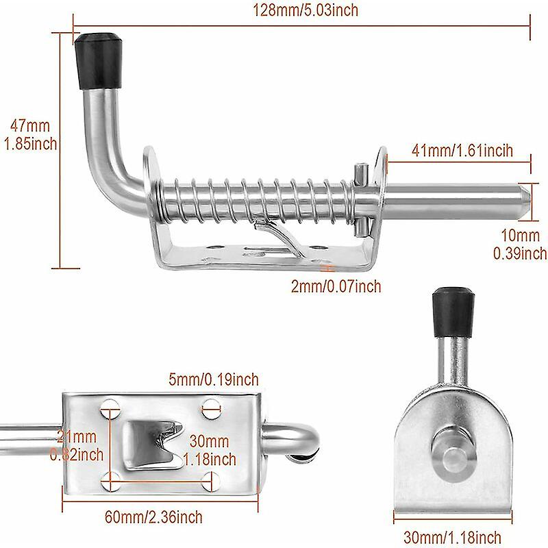 2 Pieces Steel Spring Door Bolts, Spring Loaded Garage Door Lock ...