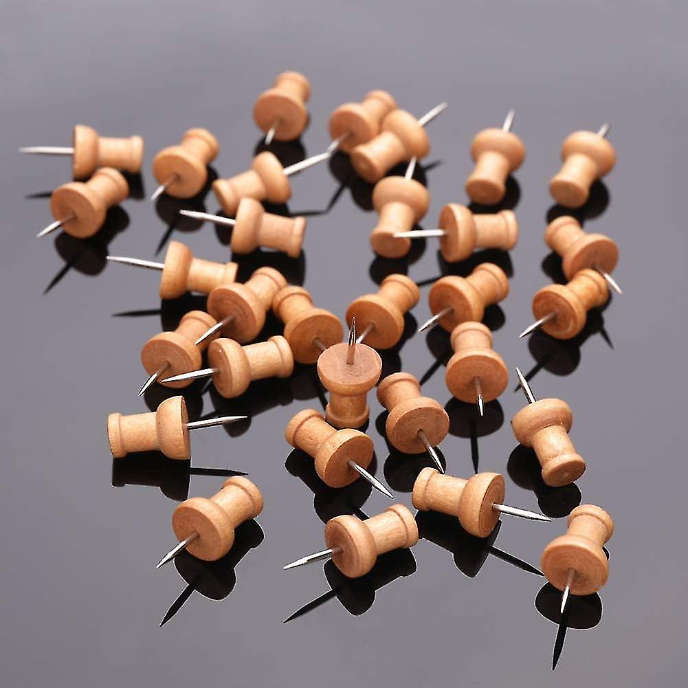 Bulletin Board Push Pins - 100 Pcs - Set Of Wooden Push Pins For Cork ...