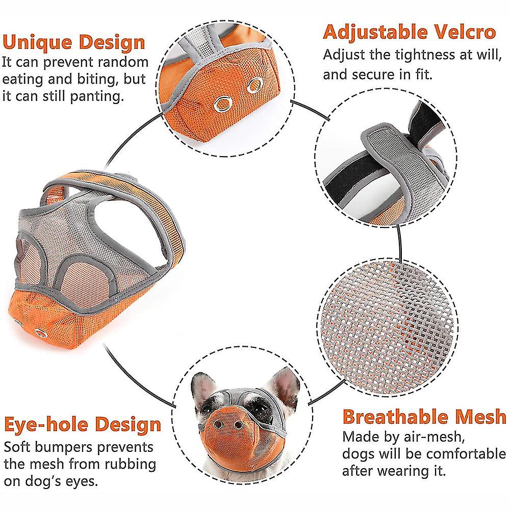 Short Snout Dog Muzzles,bulldog Muzzle Adjustable Breathable Mesh Dog ...
