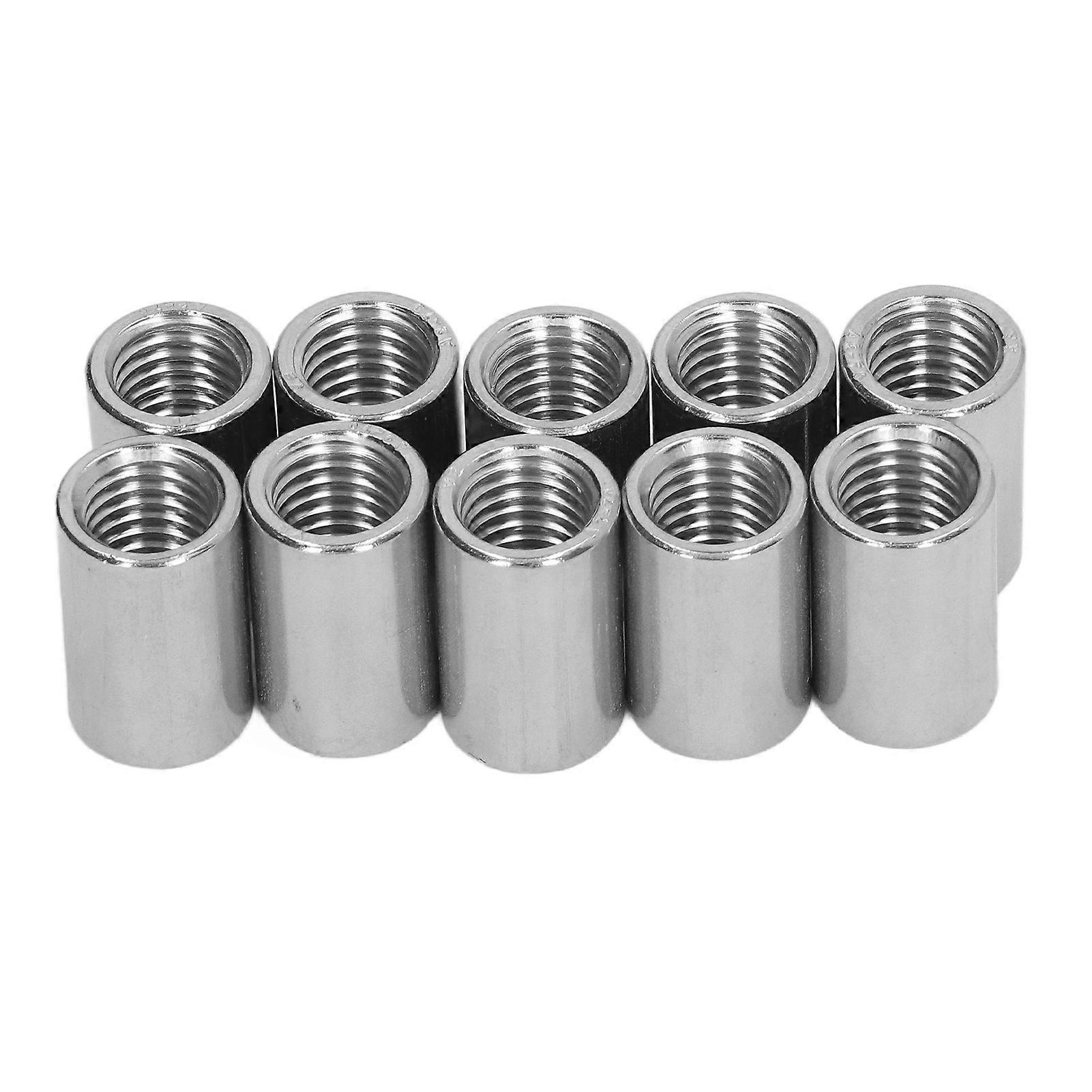 10Pcs Coupling Nut Round Rod Connector Female Thread 304 Stainless ...