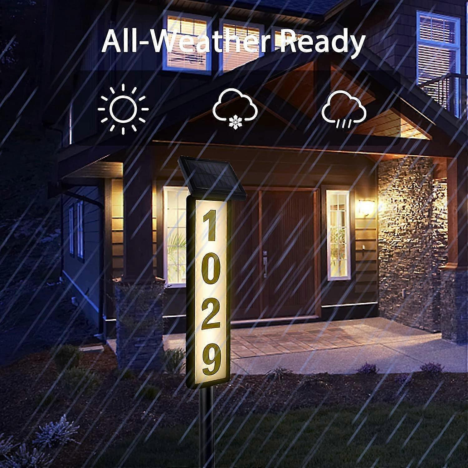 Solar Lighted House Address Numbers Sign, Solar Powered House Numbers ...