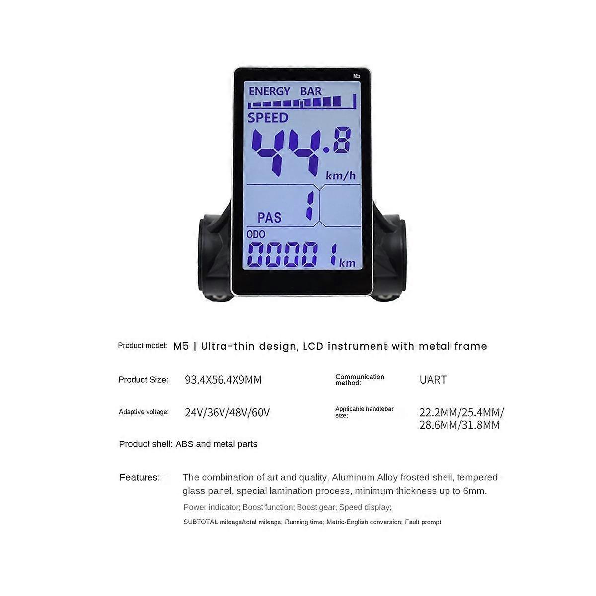 M5 Electric Bike LCD Display Meter 24V 36V 48V 60V E Scooter LCD Panel ...