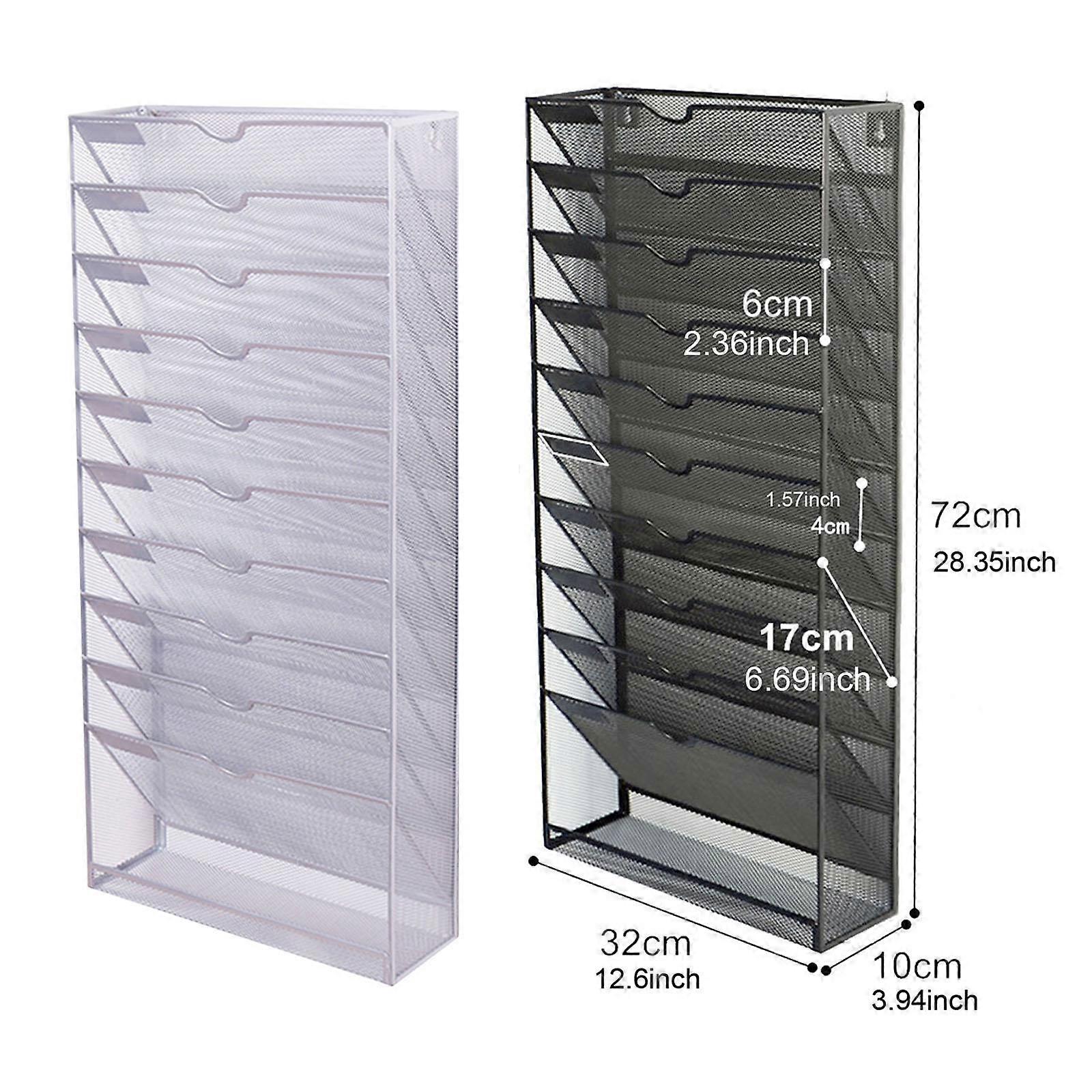 Hanging Wall File Holder 10 Tiers A4 Paper Storage Rack for Display ...