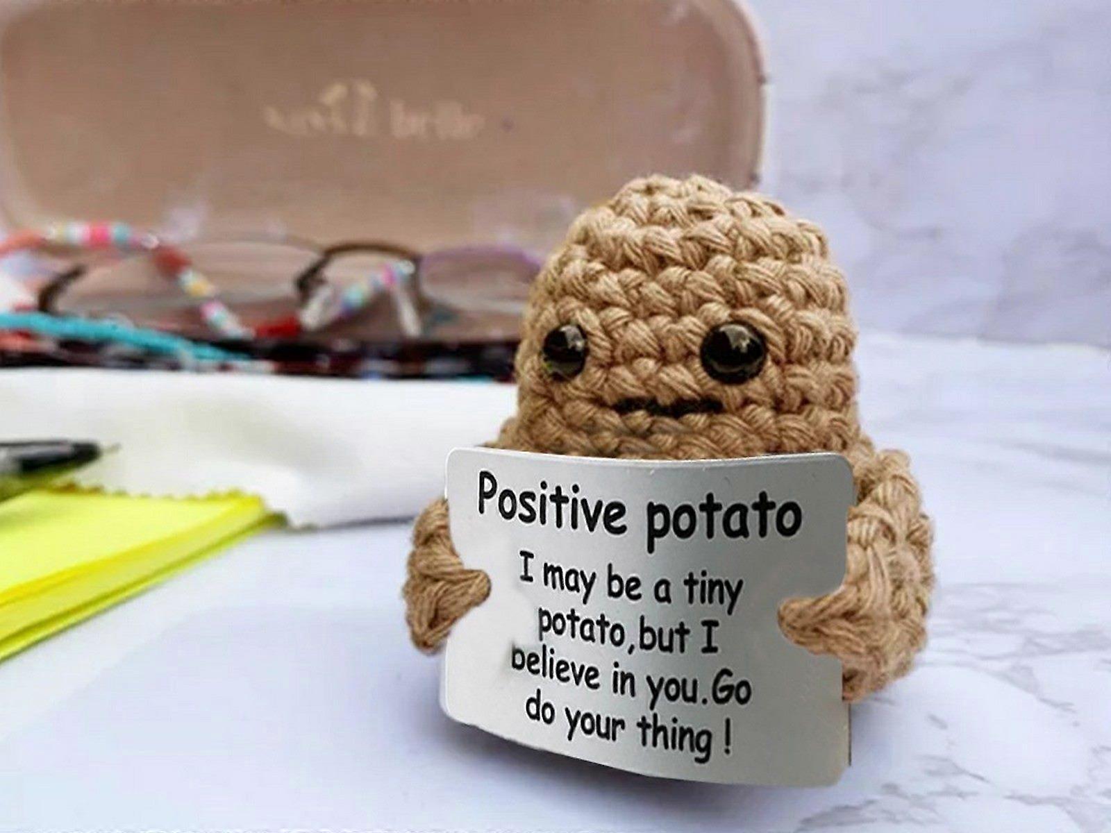 2PCS Positive Potato Dolls with Card Knitted Potato Inspired Toy Home ...