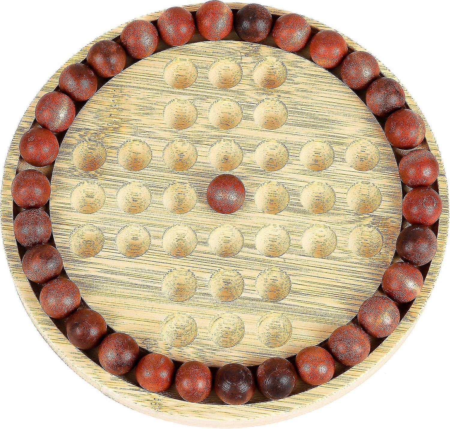 Wooden Solitaire Game Puzzle Toy - Classic Marble Mind Game Board Game ...