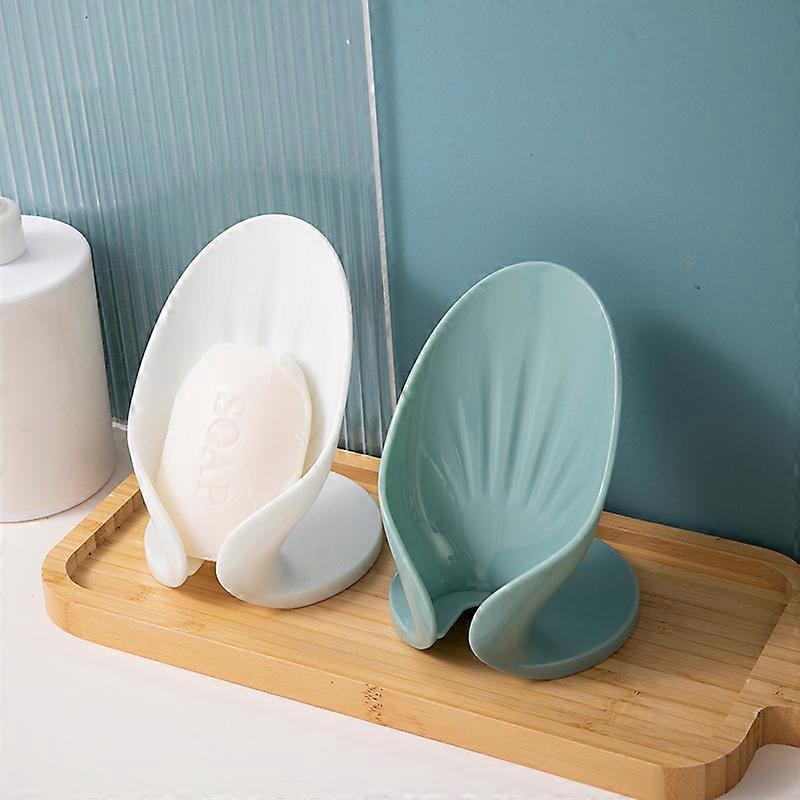 Blue Leaf Shaped Soap Dish, Leaf Soap Dish, Drain Soap Box, Self ...