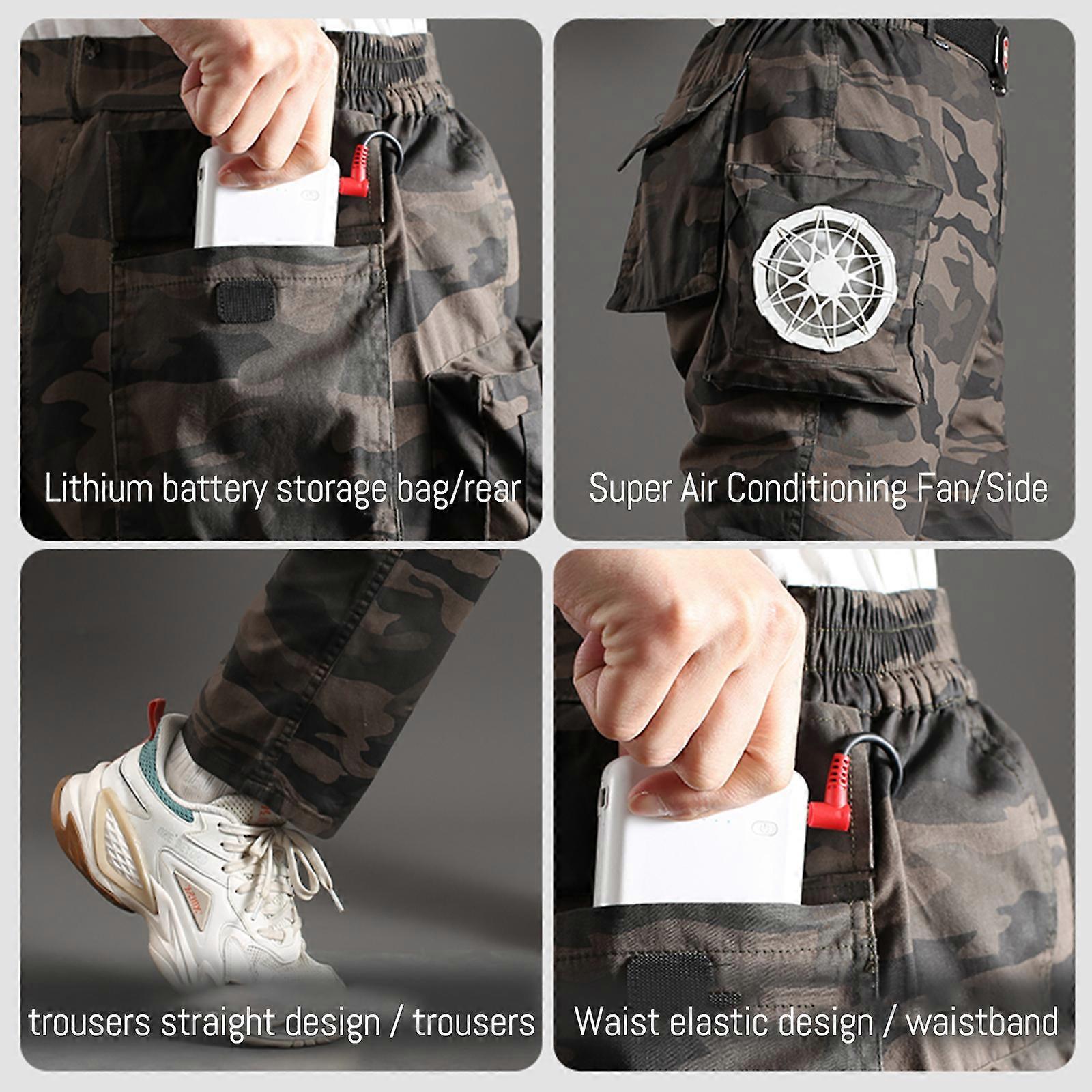 Summer Air Conditioned Trousers Men Cooling Fan Pants Outside Cycling ...