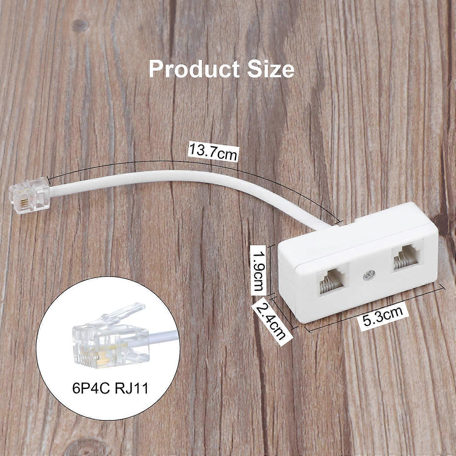 Two Way Telephone Splitters, RJ11 6P4C Cable Telephone Wall Adapter and ...