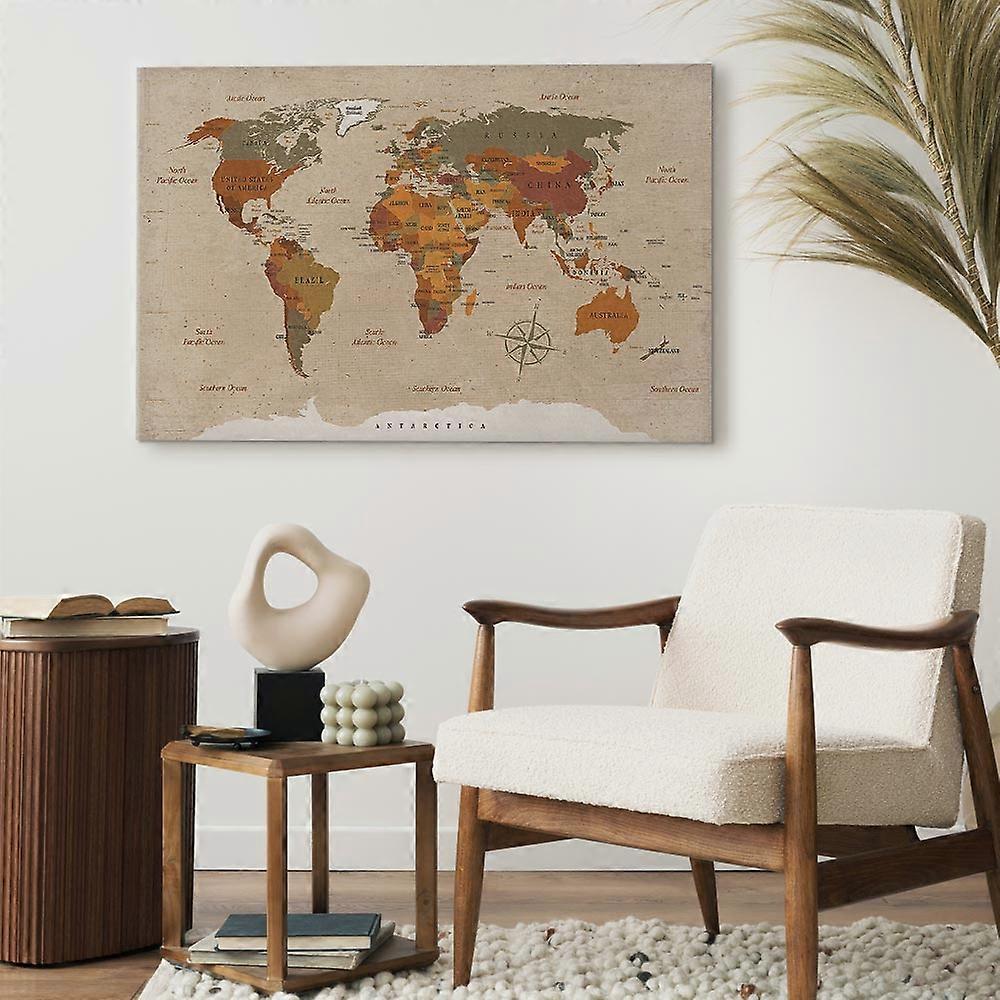Canvas Print - World Map: Beige Chic | Fruugo UK