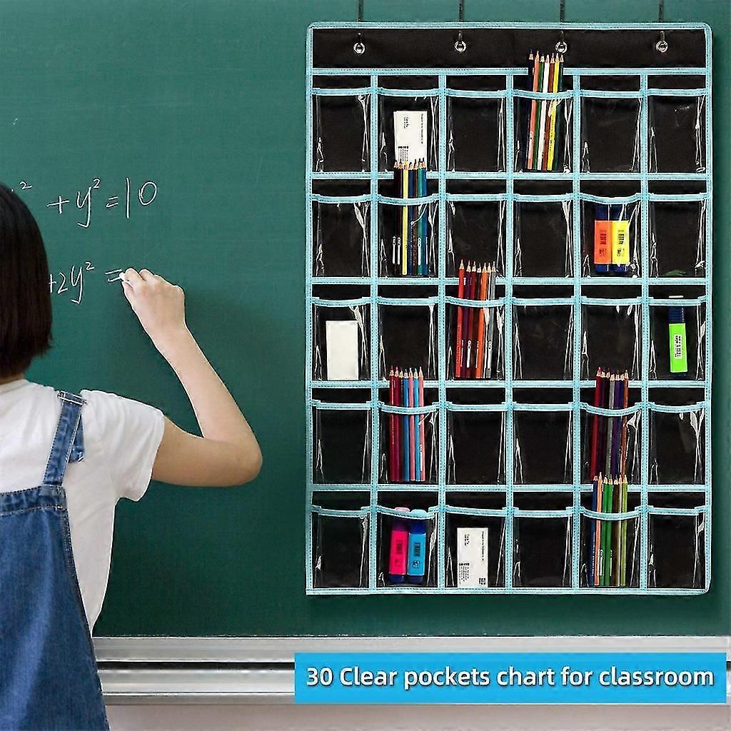 30 Pockets Classroom Pocket Chart Office Hanging Organizer Chart for ...
