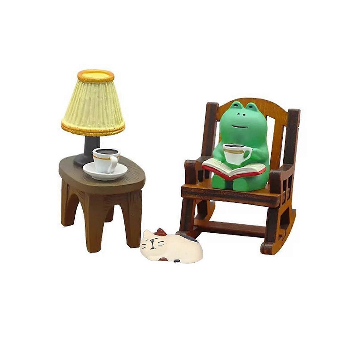 Cartoon Frog Rocking Chair Table Lamp Ornament Miniatures Figurines ...