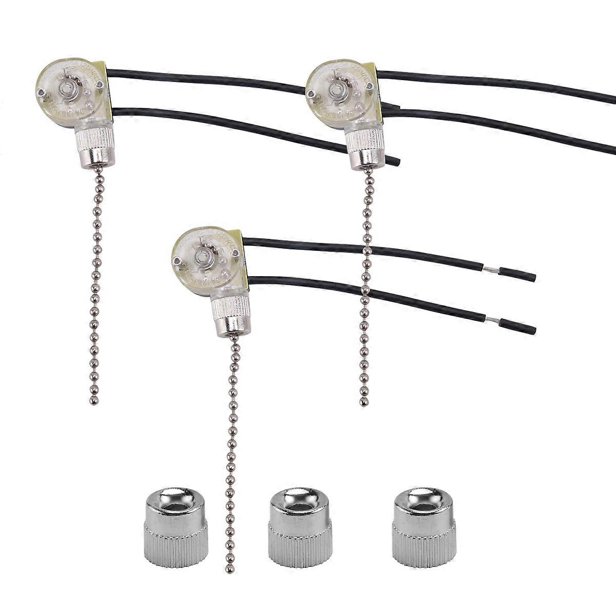 3Pack Ceiling Fan Light Switch ZE-109 Fan Switch Ceiling Pull Chain ...