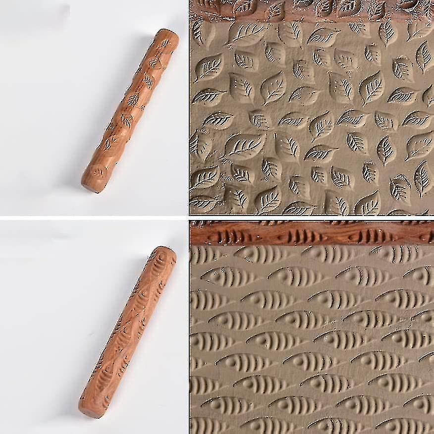 5 Pieces Pottery Tools Wooden Hand Rollers For Clay Stamp Pattern ...