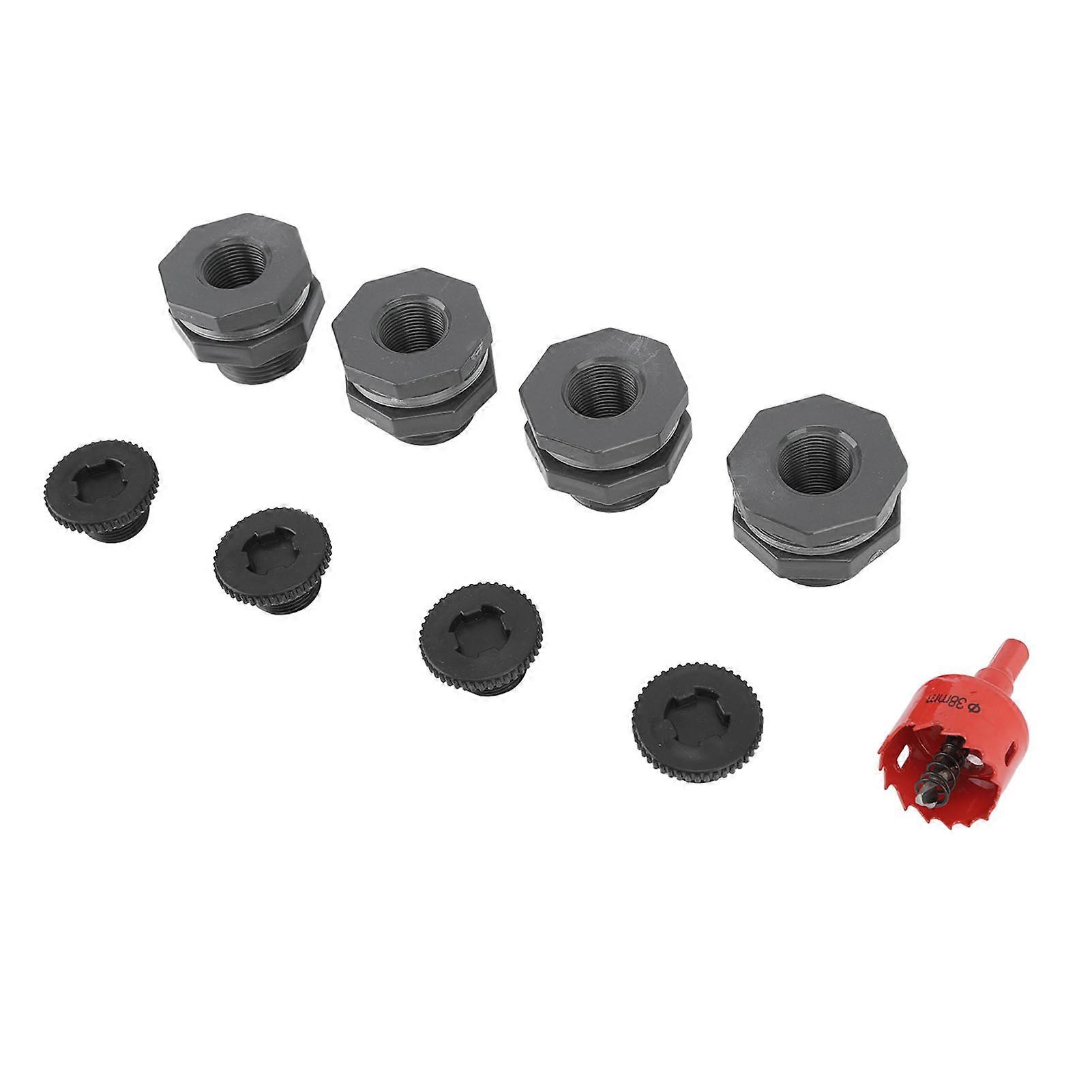 3/4 Inch Rain Barrel Bulkhead Fitting Kit with Plugs Hole Saw Tool PVC ...
