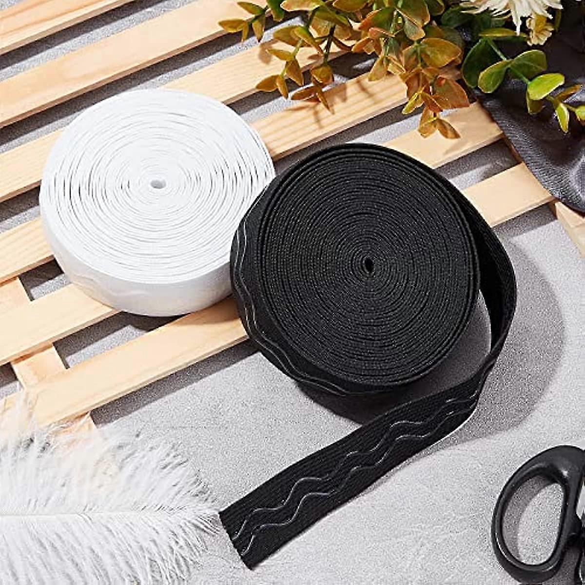 2 Rolls Non-Slip Silicone Elastic 0.1" White Black Elastic Bands Spool ...