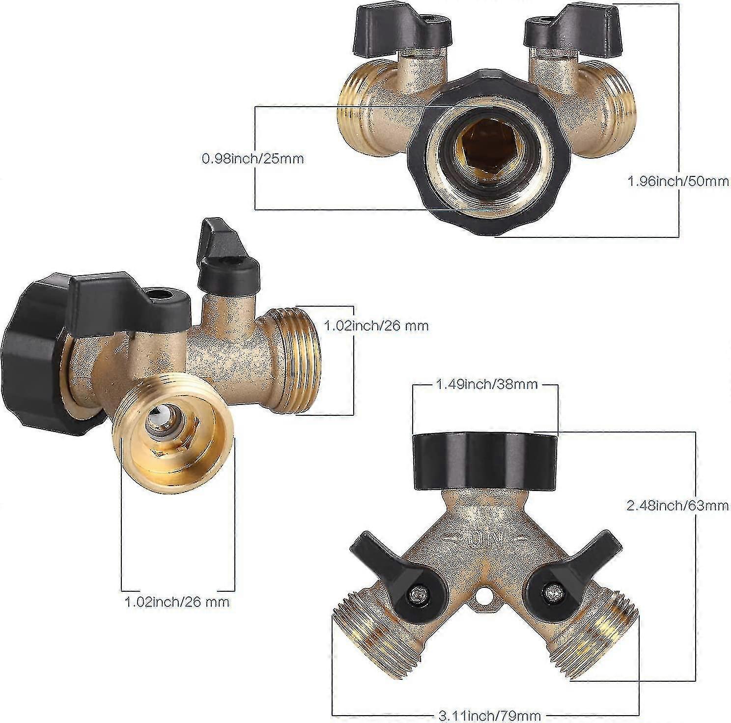 Double Washing Machine Faucet, Brass Garden Faucet Splitter, Y ...