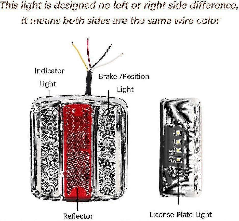2 Pcs Led Trailer Tail Lights, Universal Trailer Tail Light 4 Function ...