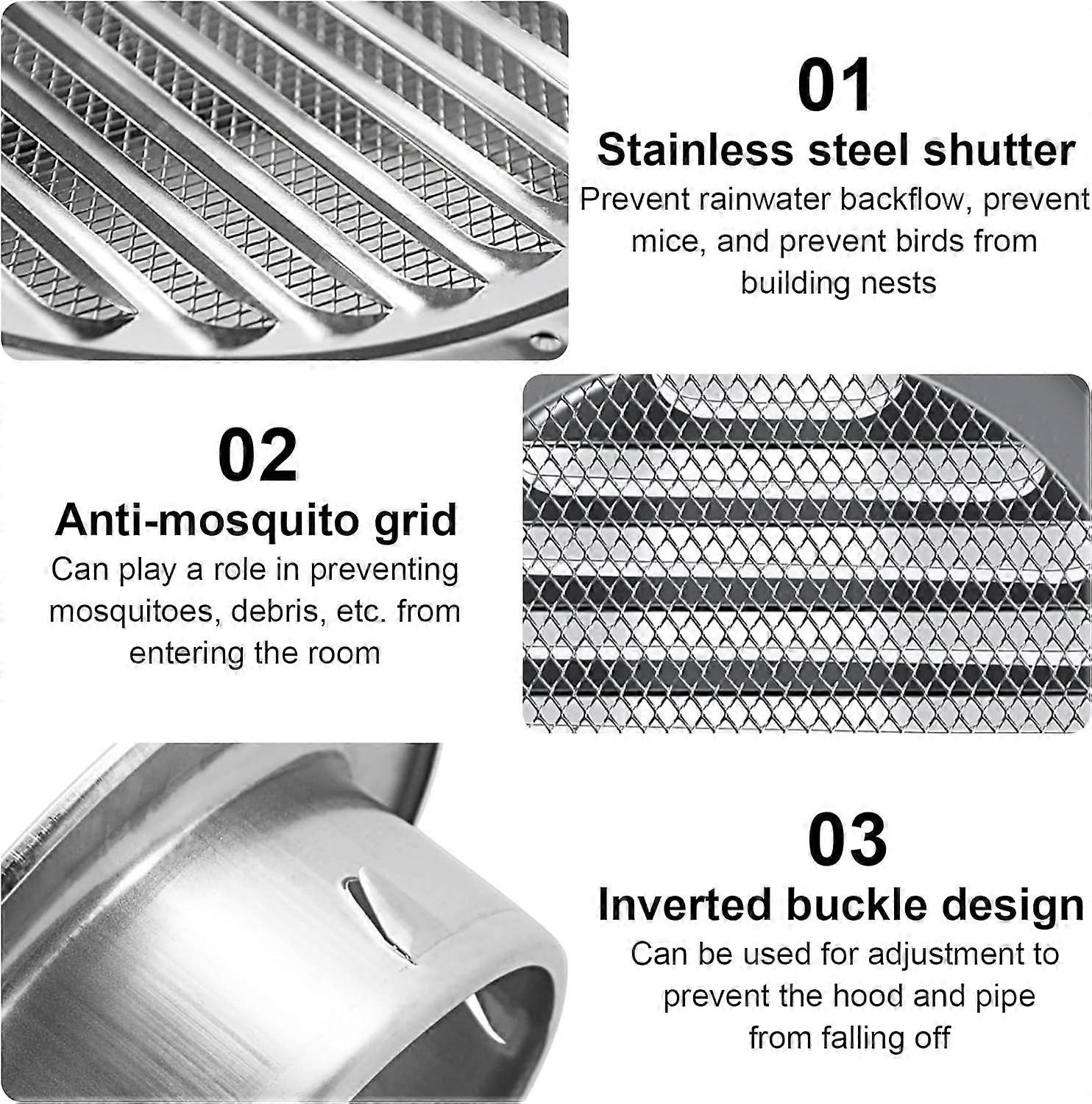 2024 New Round stainless steel ventilation grille 100 mm metal ...