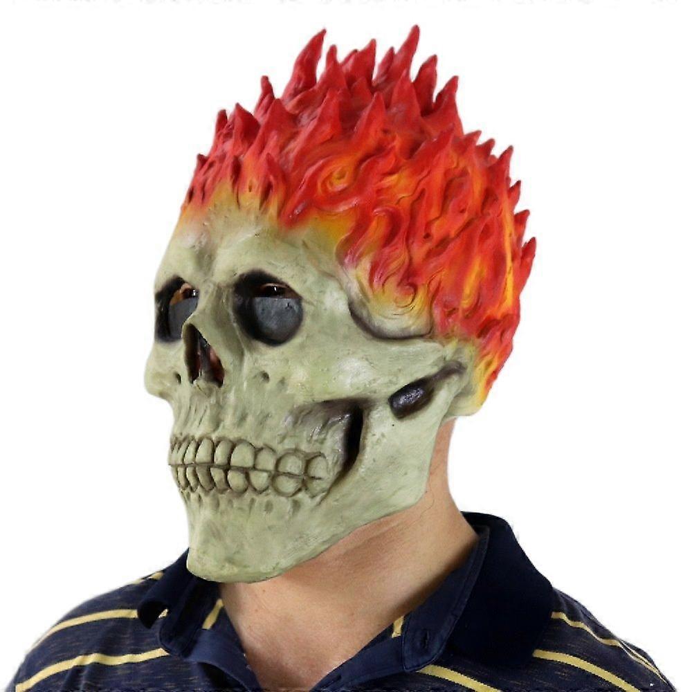 Halloween Ghost Rider Red And Blue Flame Skull Mask Horror Ghost Full ...
