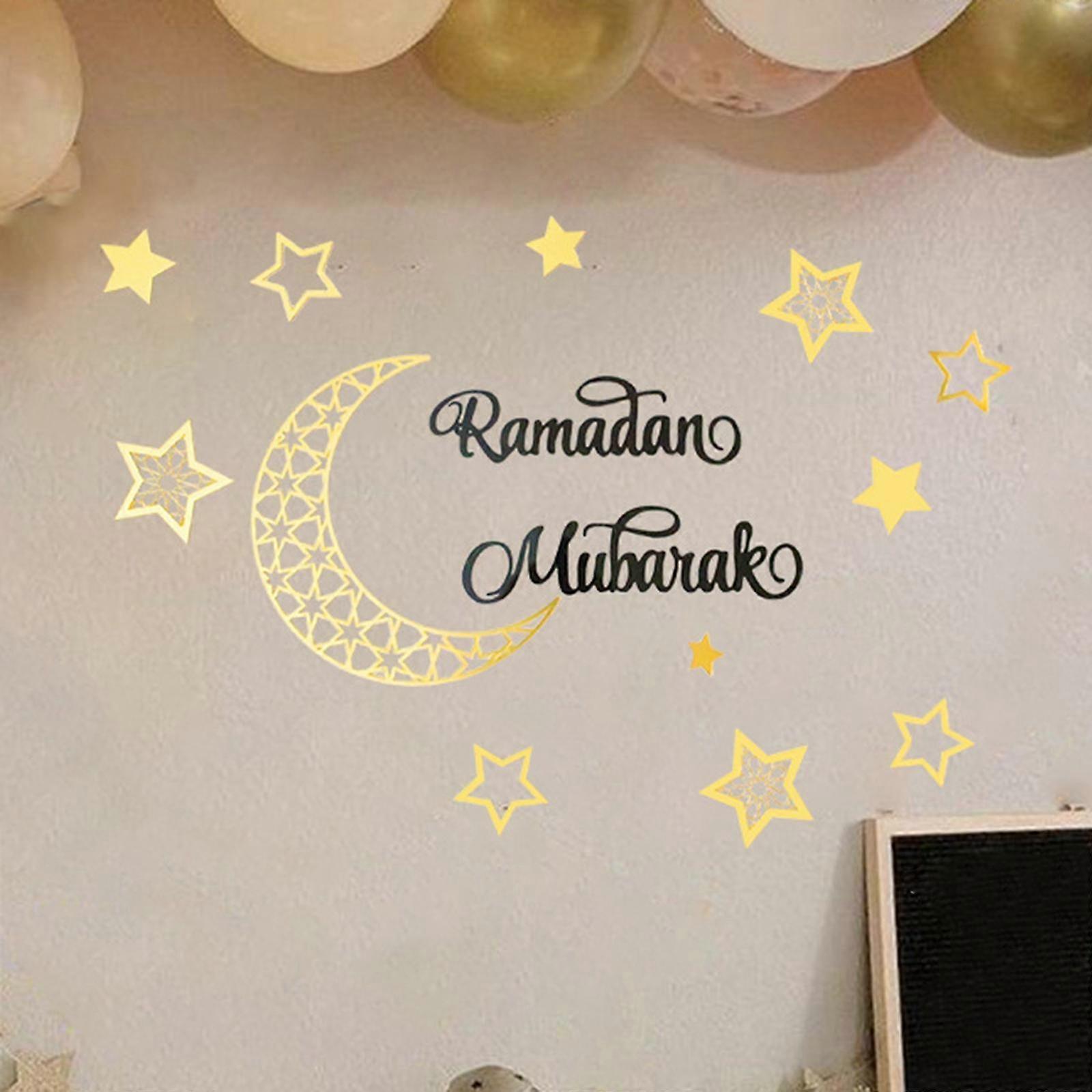 Eid Mubarak Wall Stickers Party Decor 3D Home Ramadan Gold Decals ...