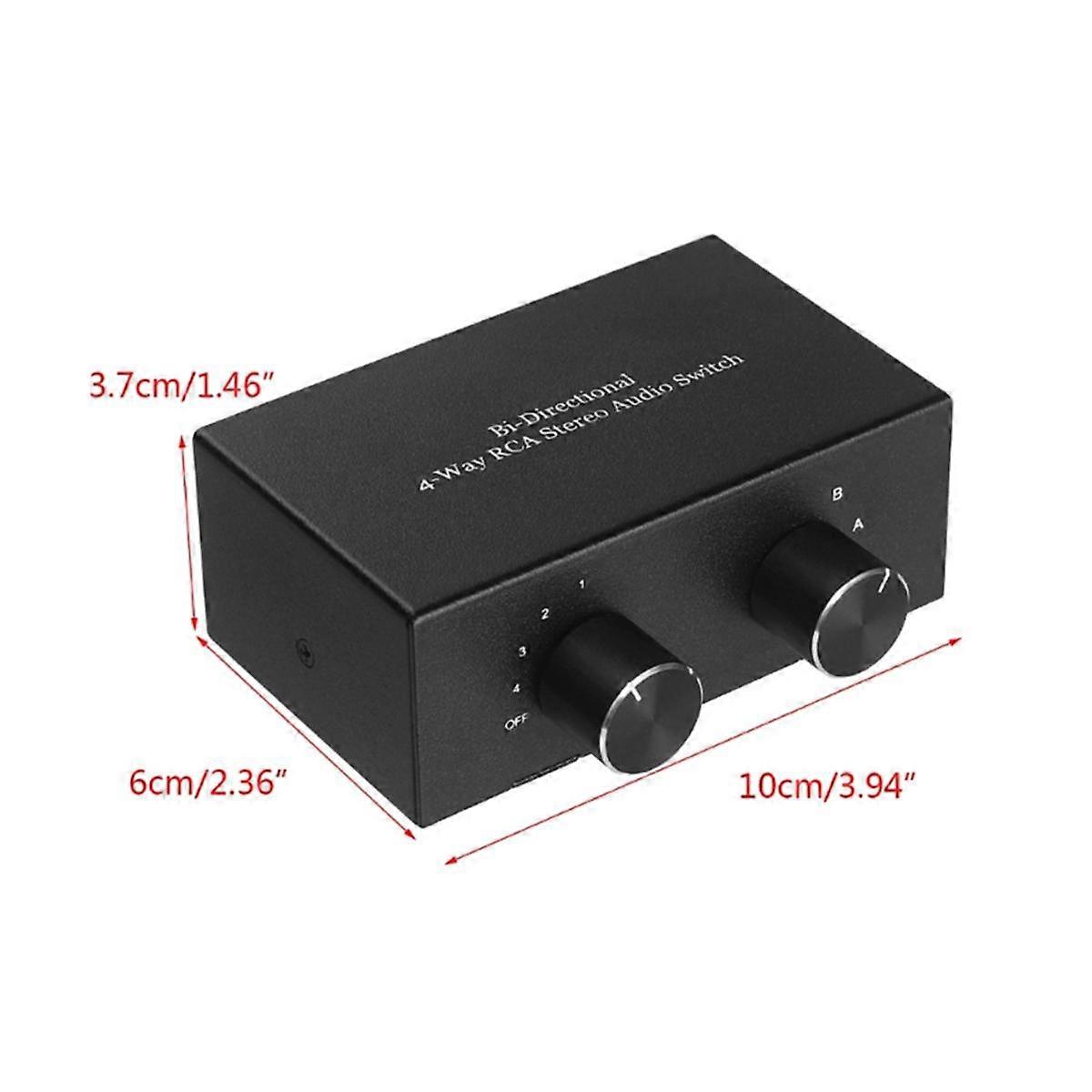 4 Way Bi-Directional RCA Stereo Audio Switch 2 in 4 Out or 4 in 2 Out L ...
