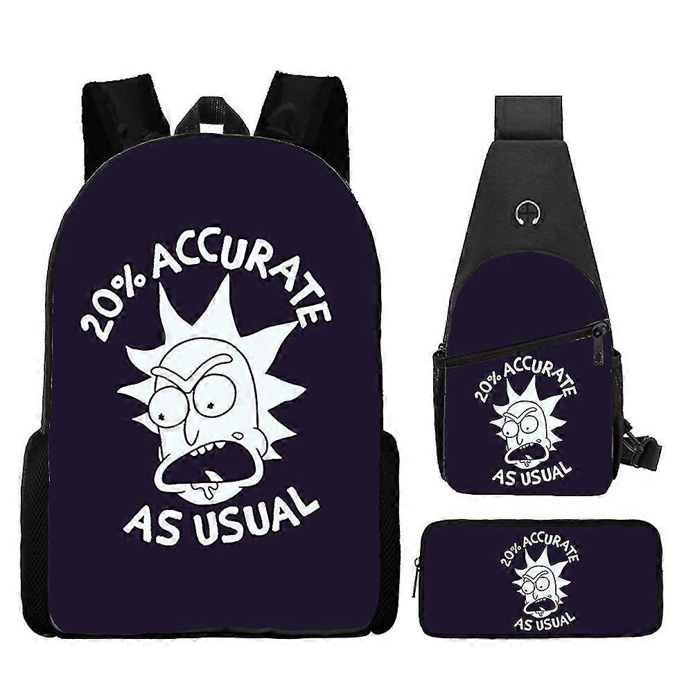 New Cartoon Animation Rick And Morty Backpack Three-piece Set Student ...