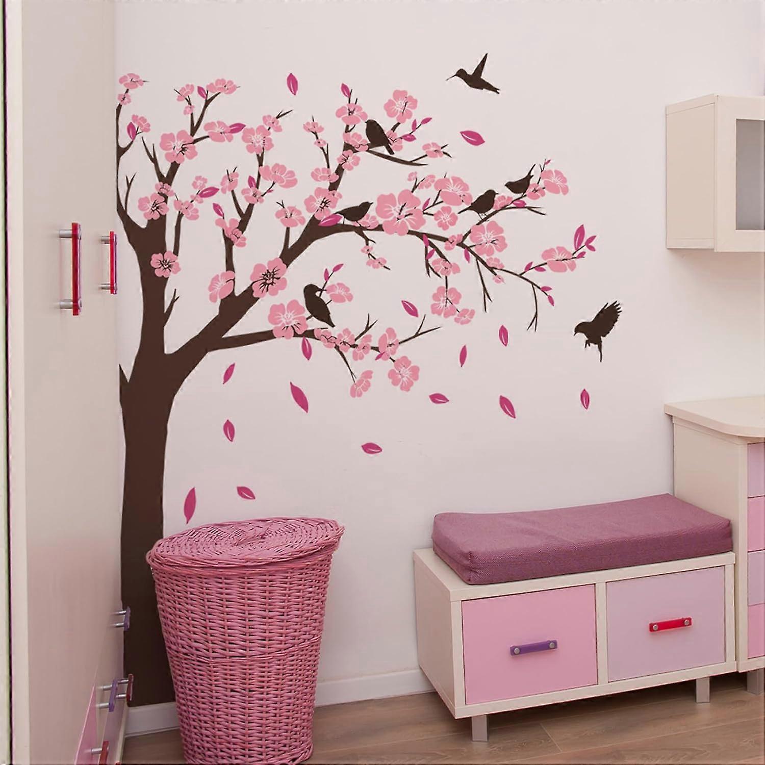 Large Pink Flower Wall Stickers, Removable DIY Romantic Peach Blossom ...