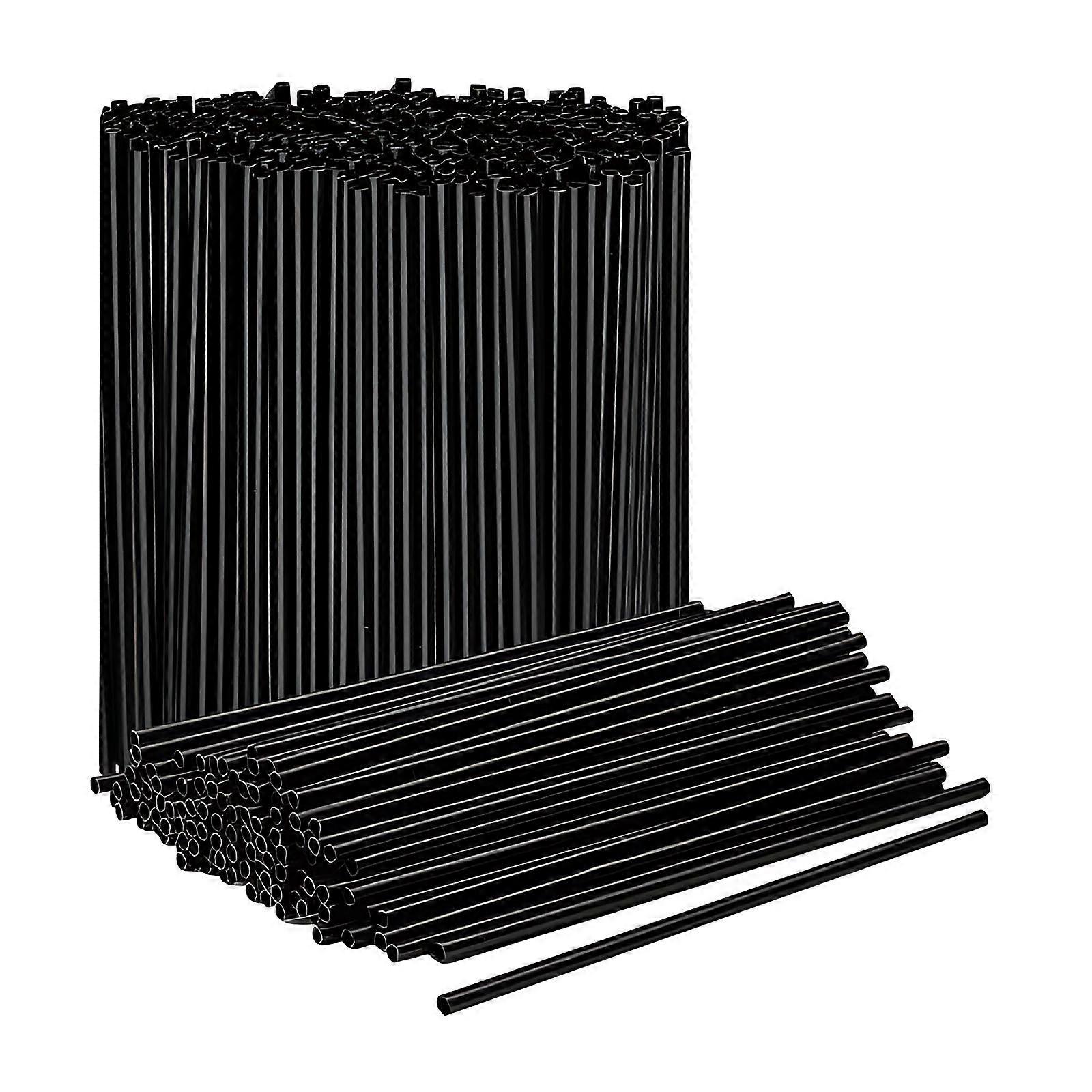 500pcs Plastic Straws Thin Tube Cocktail Water Flat Mouthed Straight ...